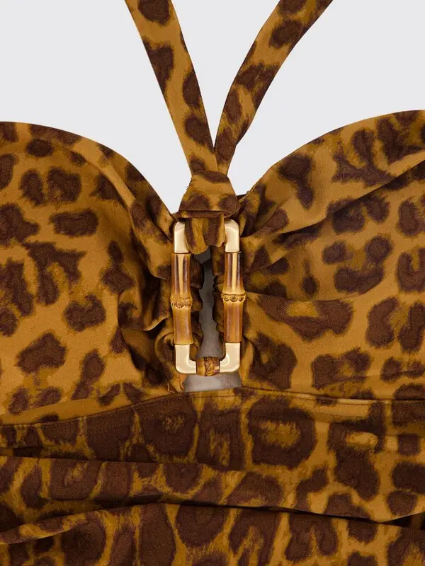Zimmermann Animal Print One-piece Swimsuit With Sweetheart Neckline And Ring