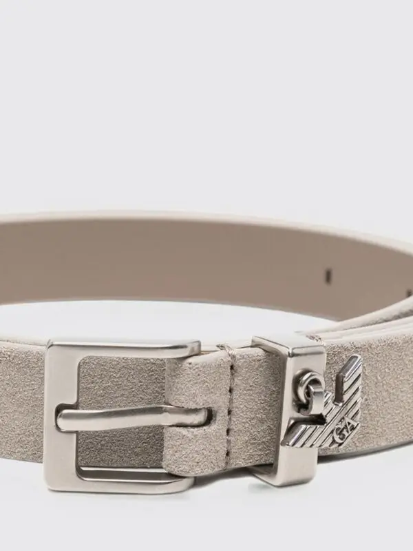 Emporio Armani Suede Leather Belt With A Metallic Eagle Logo Buckle