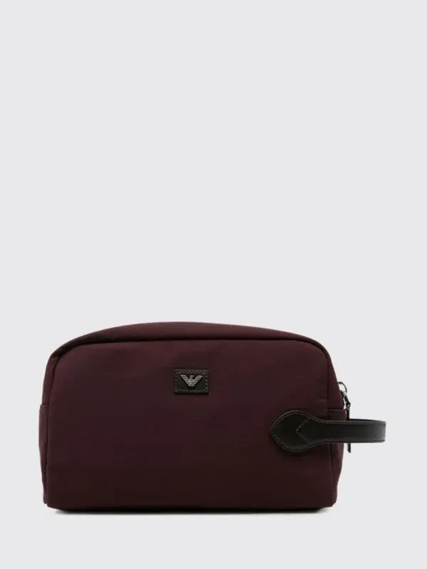 Emporio Armani Utility Nylon Beauty Case With Eagle Logo And Handle - Brown