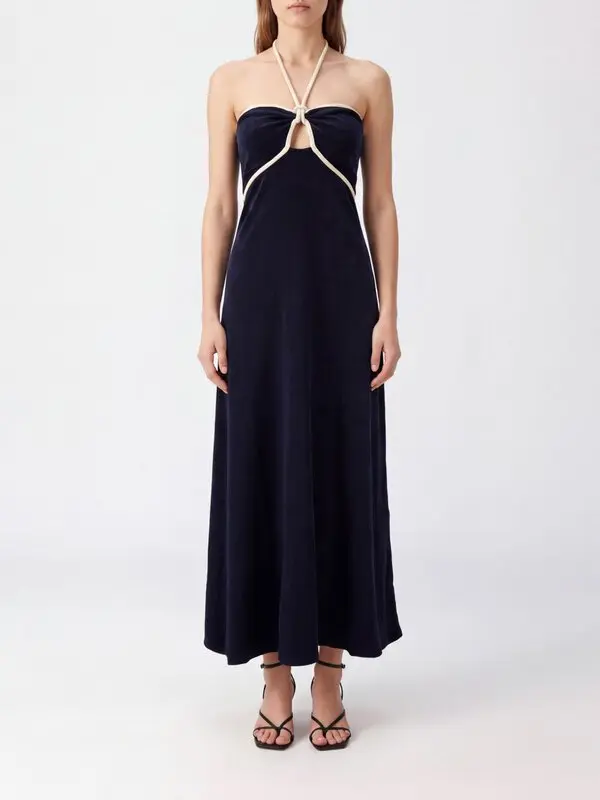 Johanna Ortiz Flared Cotton Midi Dress With Sweetheart Neckline And Contrast Stitching