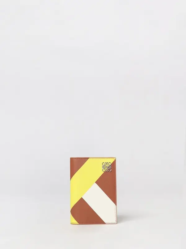 Loewe Anagram Compact Bifold Wallet In Bicolour Calfskin Leather - Brown