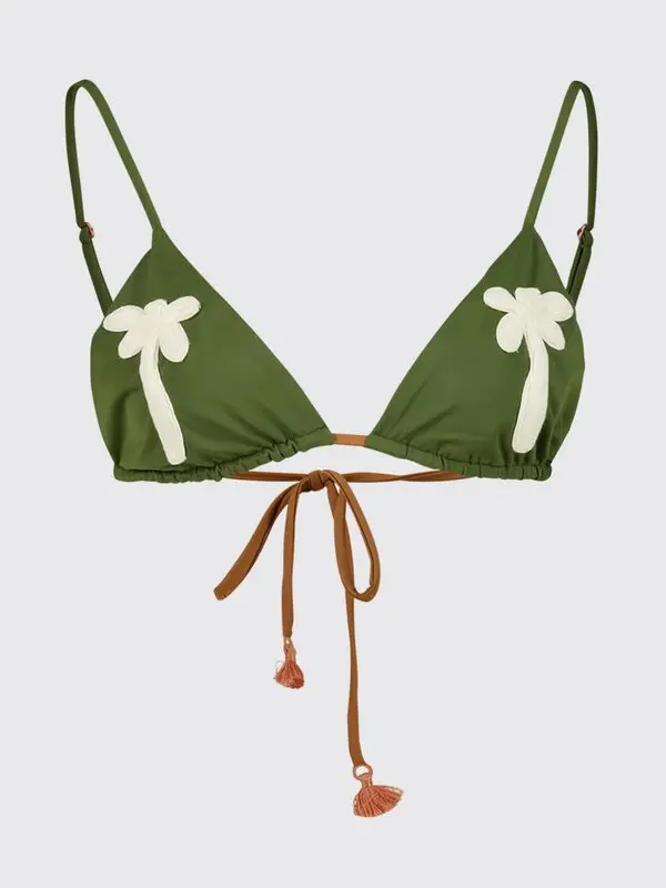 Johanna Ortiz Embroidered Recycled Polyamide Triangle Bikini Top