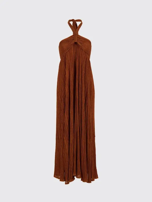 Zimmermann Pleated Halter-neck Midi Knit Dress In Lurex Viscose