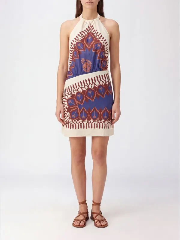 Johanna Ortiz Floral Print Halter-neck Cotton Sheath Mini Dress