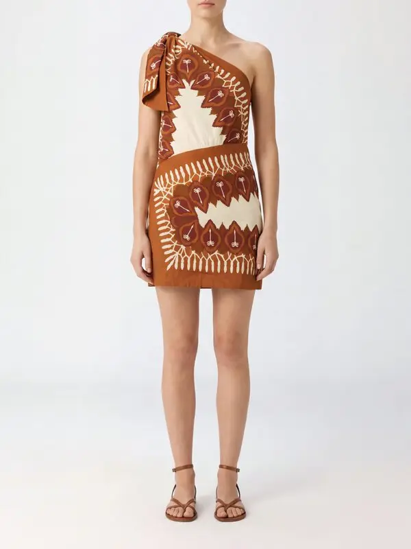Johanna Ortiz One-shoulder Tropical Print Cotton Sheath Mini Dress