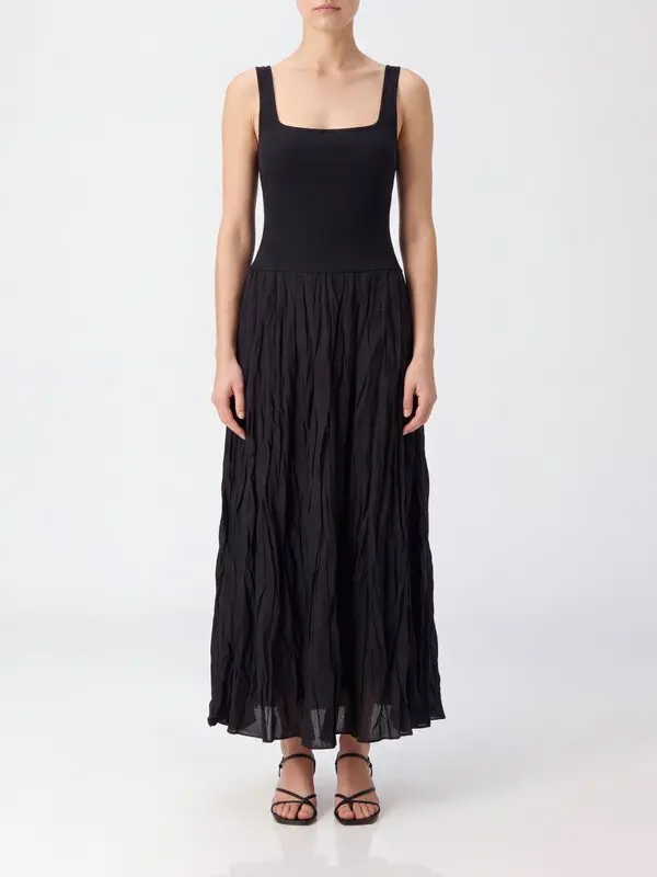 Johanna Ortiz Crinkled-effect Linen And Cotton-blend Knit Midi Dress - Black