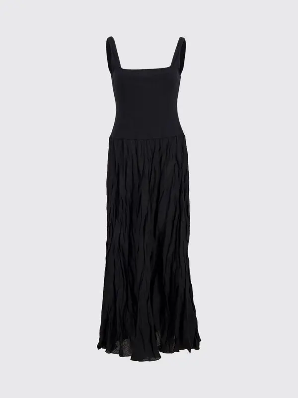 Johanna Ortiz Crinkled-effect Linen And Cotton-blend Knit Midi Dress - Black