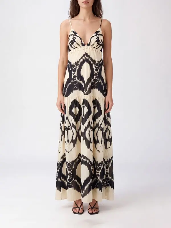 Johanna Ortiz Tropical Print Cotton Maxi Dress With High Elasticated Waist