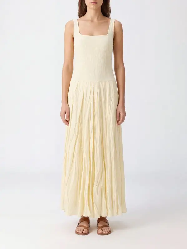 Johanna Ortiz Off-shoulder Crinkled-effect Linen And Cotton-blend Midi Dress - Ecru