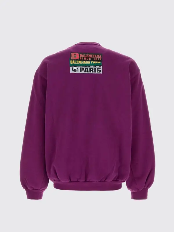 Balenciaga Graphic Print Cotton Crewneck Sweatshirt With Dropped Shoulders - Violet