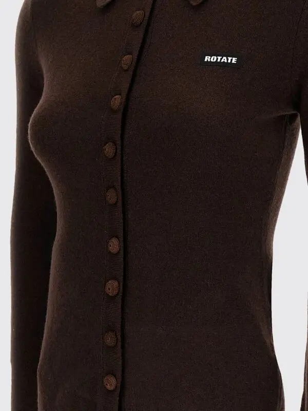 ROTATE BY BIRGER CHRISTENSEN Slim Fit Wool And Cashmere Blend Cardigan With Classic Collar