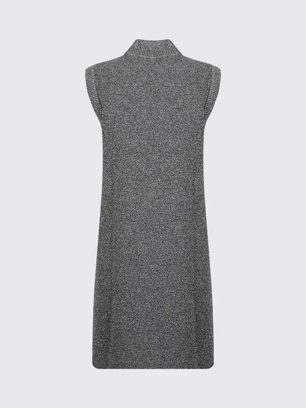 Marni Wool Blend Knit Polo Mini Dress With Classic Collar - Grey
