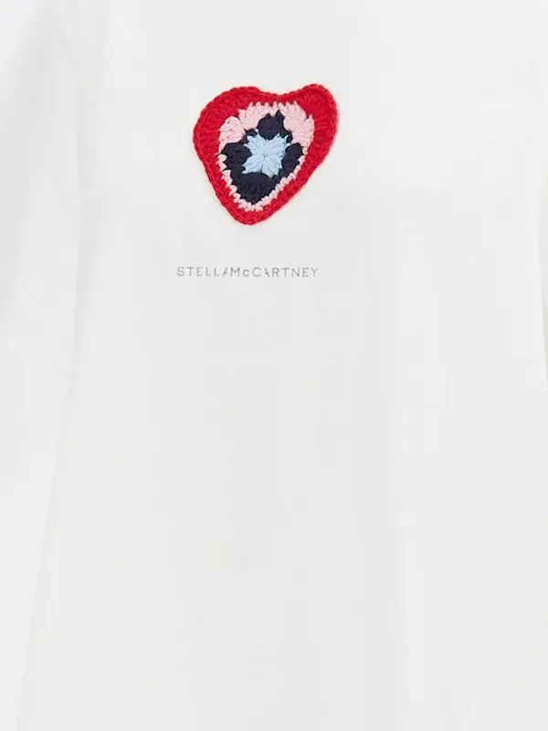 Stella McCartney Cotton Crew Neck T-shirt With Macramé Inserts