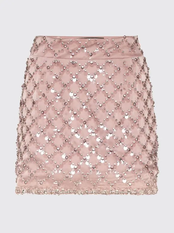Philipp Plein Rhinestone And Bead-embellished Satin Pencil Mini Skirt - Pink