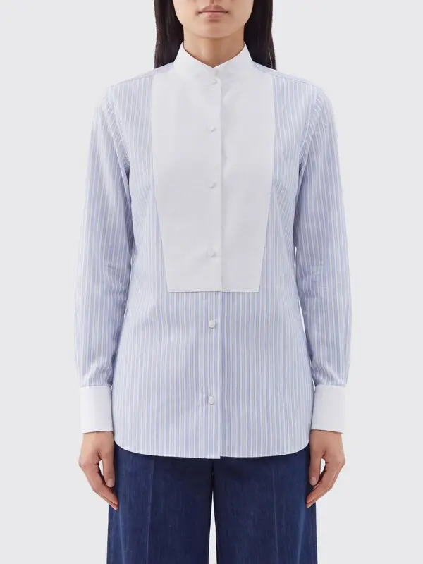 TOM FORD Striped Cotton Slim Fit Shirt With Mandarin Collar - Blue