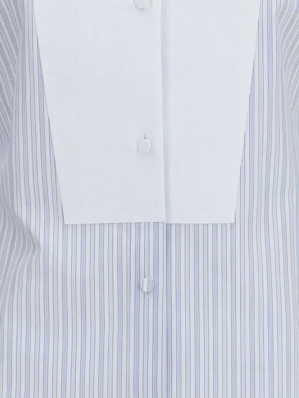 TOM FORD Striped Cotton Slim Fit Shirt With Mandarin Collar - Blue