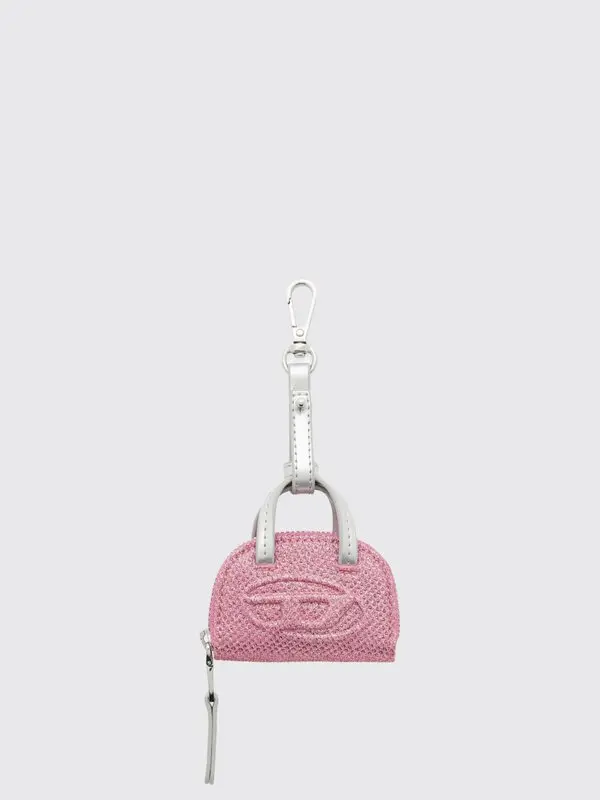 DIESEL® 1dr Dome Lurex Mesh Keychain With Oval D Logo - Pink