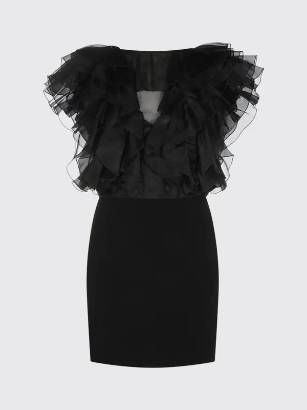 Max Mara Sleeveless Silk Sheath Mini Dress With Ruffles