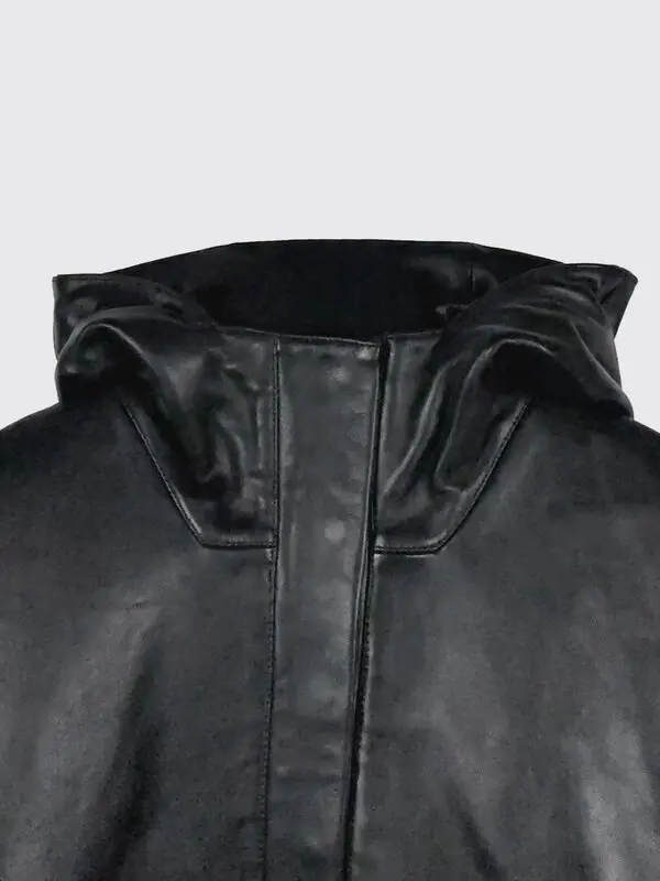 RÓHE Cropped Smooth Lambskin Leather Jacket With Hood And Dropped Shoulders