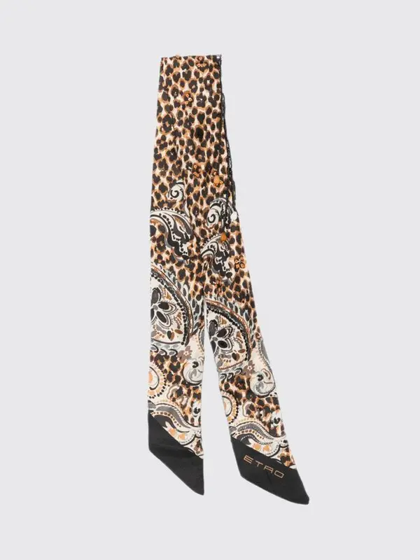 Etro Paisley And Animalier Print Pure Silk Bandeau Scarf - Black