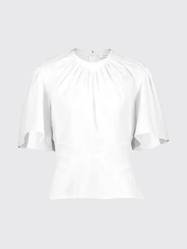 Rabanne Draped Viscose Blouse With Short Kimono Sleeves And Crew Neck