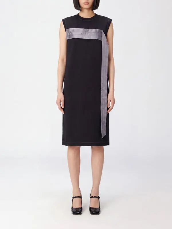 Marni Sleeveless Mini Sheath Dress In Viscose And Silk With Satin Bands