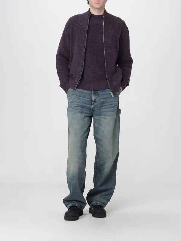 Carhartt Work In Progress Curtis Wool Blend Turtleneck Zip-up Cardigan - Violet