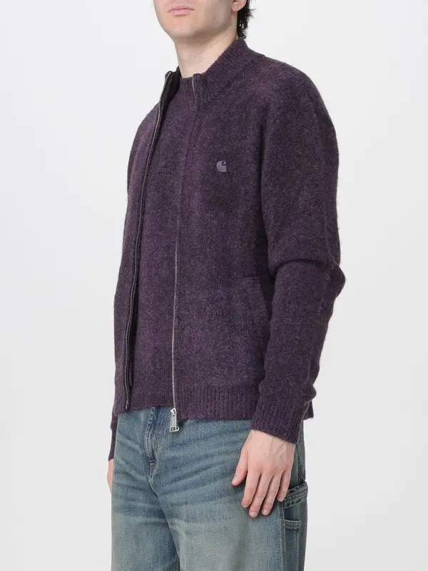 Carhartt Work In Progress Curtis Wool Blend Turtleneck Zip-up Cardigan - Violet
