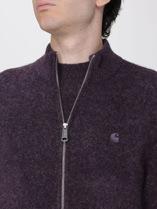 Carhartt Work In Progress Curtis Wool Blend Turtleneck Zip-up Cardigan - Violet