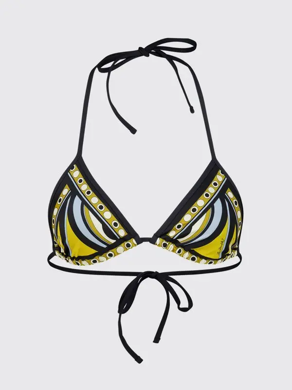 La DoubleJ Triangle Polyamide Bikini Top With Abstract Print - Blue