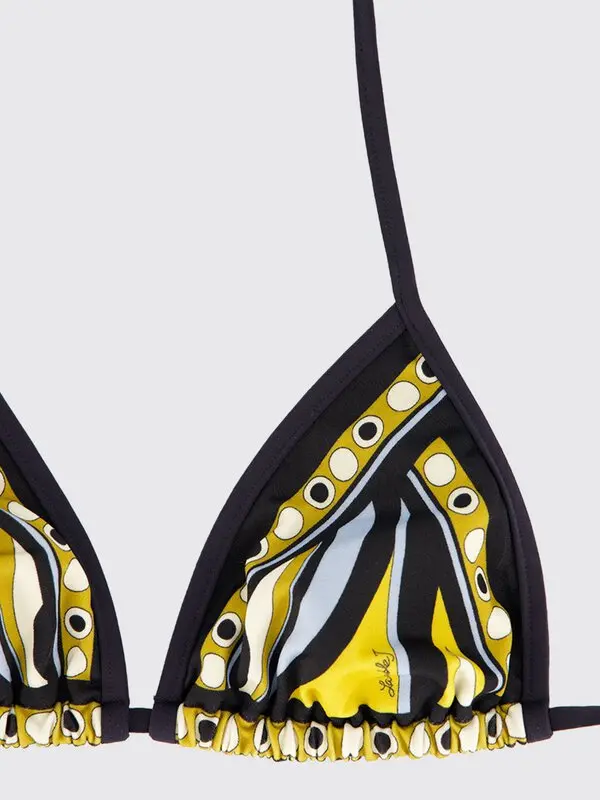 La DoubleJ Triangle Polyamide Bikini Top With Abstract Print - Blue
