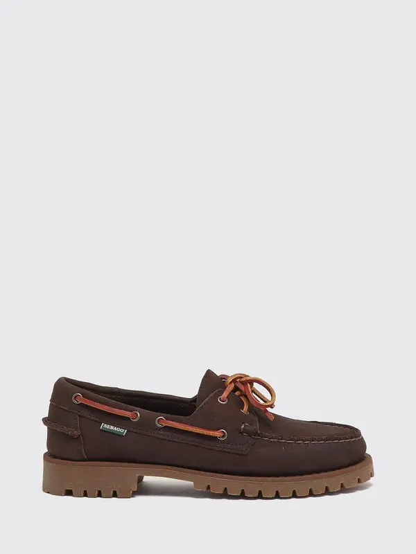 SEBAGO Ranger Muddy Nubuck Leather Boat Shoes With Rubber Sole - Brown