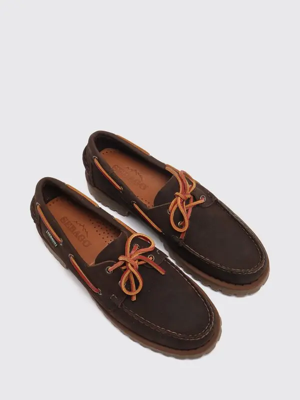 SEBAGO Ranger Muddy Nubuck Leather Boat Shoes With Rubber Sole - Brown