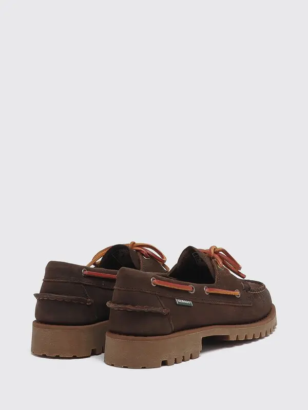 SEBAGO Ranger Muddy Nubuck Leather Boat Shoes With Rubber Sole - Brown