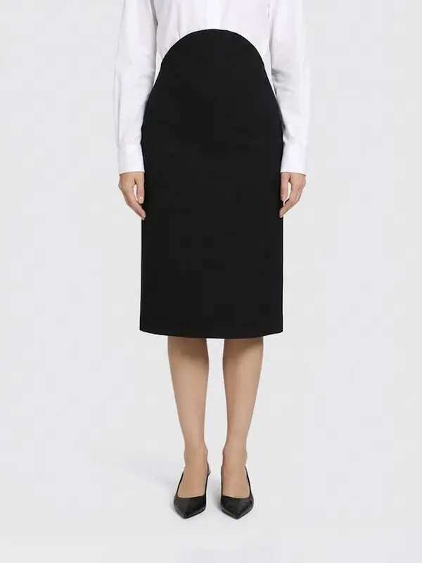 JIL SANDER High-waisted Virgin Wool Midi Pencil Skirt - Black