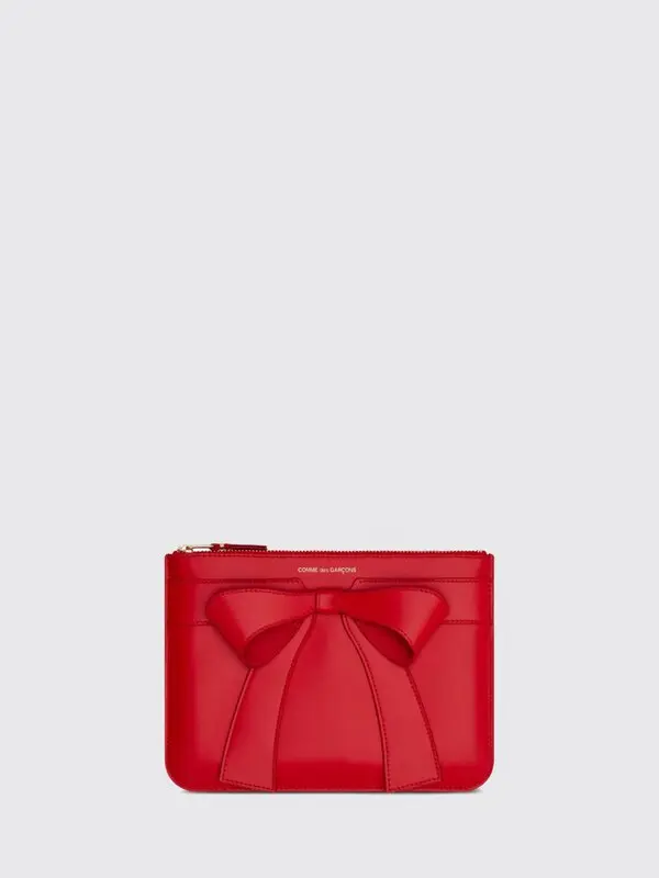 Comme Des Garçons Large Leather Wallet With Bow Print - Red