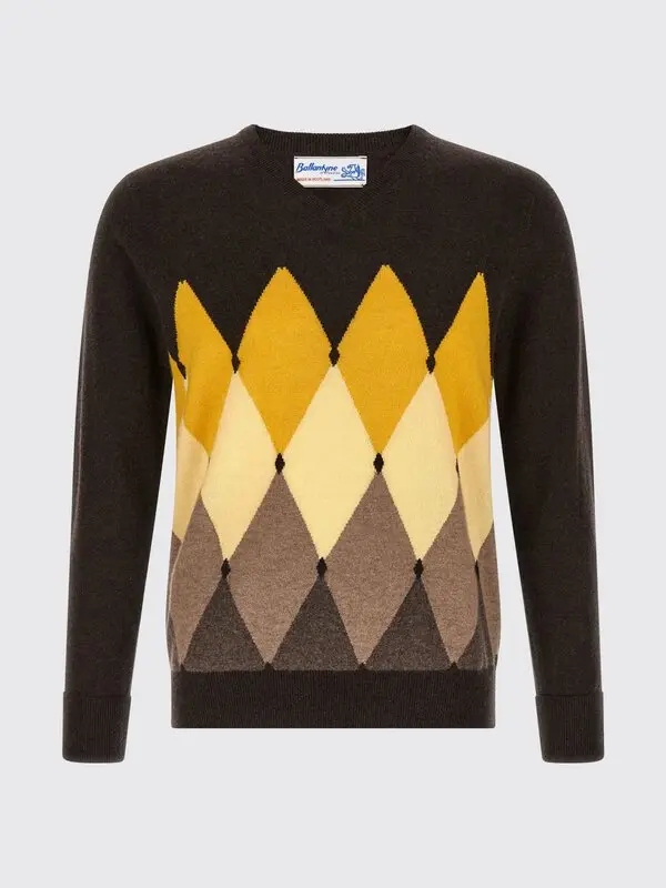 BALLANTYNE Argyle Pattern 100% Cashmere Crewneck Jumper - Fa02