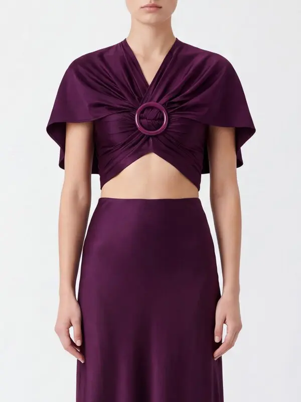 Rabanne Cropped V-neck Top In Jersey With A Slim Fit