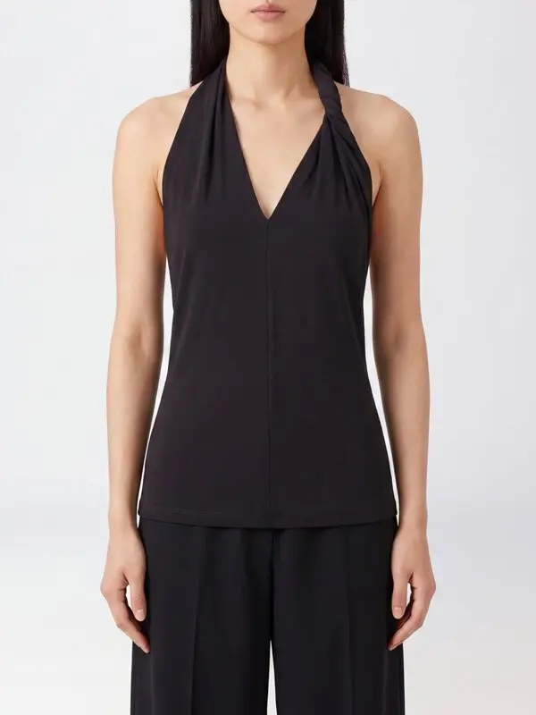TOTEME Twisted Halter Neck Top In Stretch Viscose With A Slim Fit