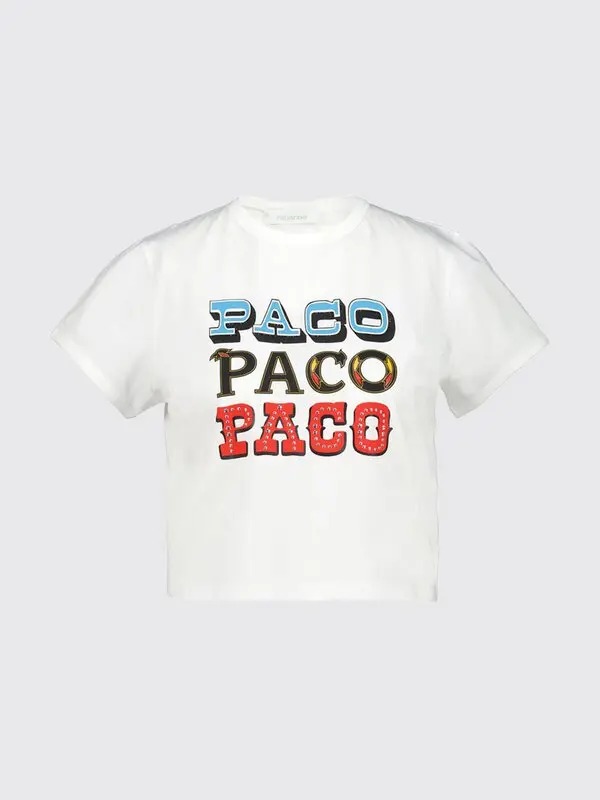Rabanne Cotton T-shirt With Contrast Logo And Crew Neck