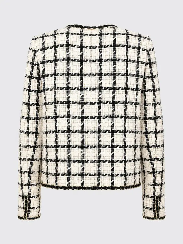 TWINSET Check Bouclé Cropped Blazer With A Single-breasted Fastening