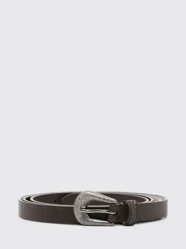 Brunello Cucinelli Calfskin Leather Belt With Jewelled Detail - Brown