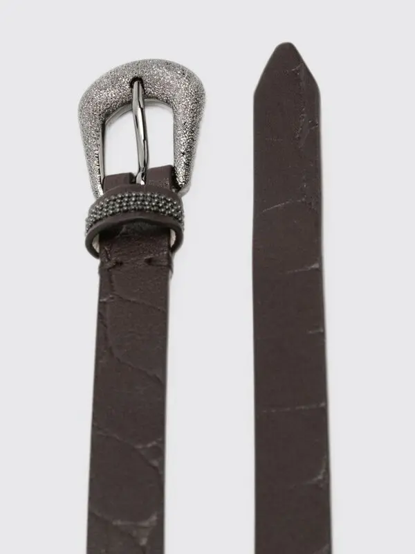 Brunello Cucinelli Calfskin Leather Belt With Jewelled Detail - Brown