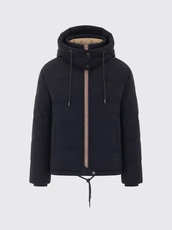 Brunello Cucinelli Short Quilted Nylon Puffer Jacket With Hood And Zip