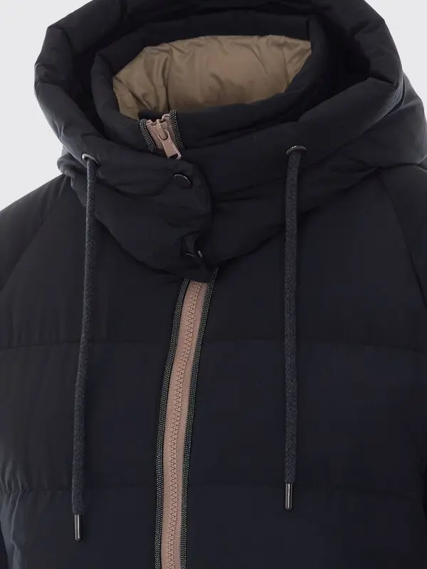 Brunello Cucinelli Short Quilted Nylon Puffer Jacket With Hood And Zip