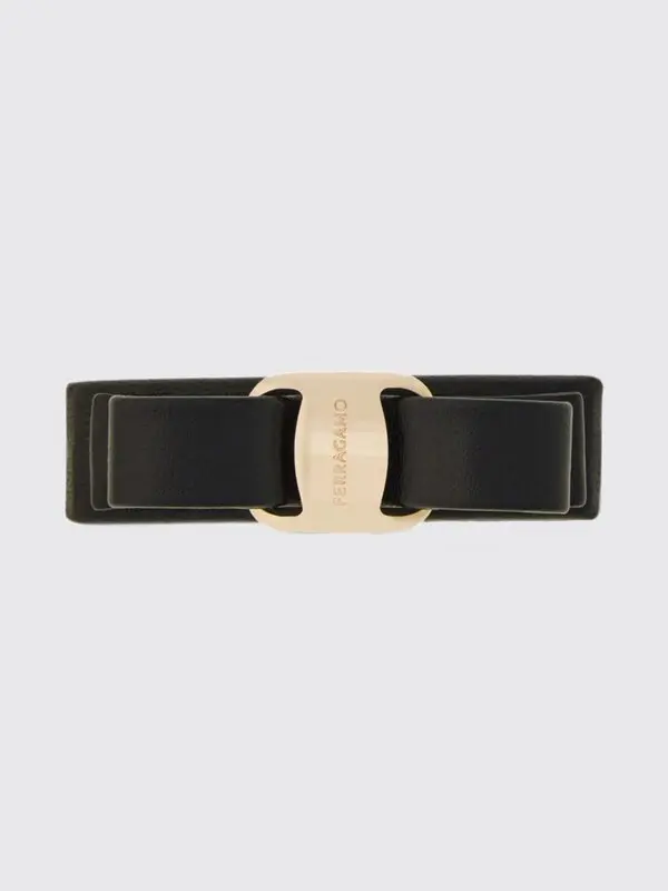 FERRAGAMO Vara Bow Calf Leather And Brass Hair Clip