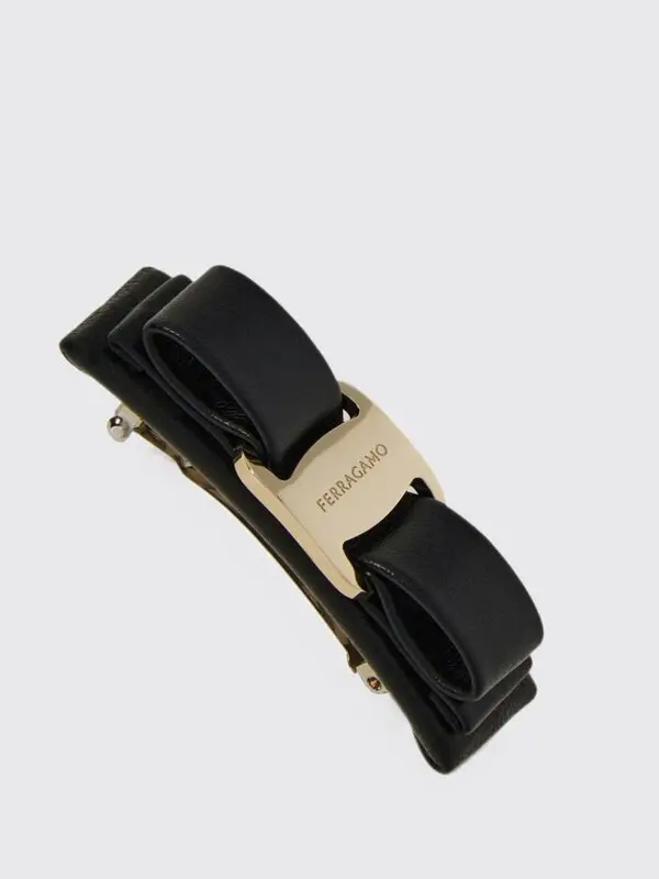 FERRAGAMO Vara Bow Calf Leather And Brass Hair Clip