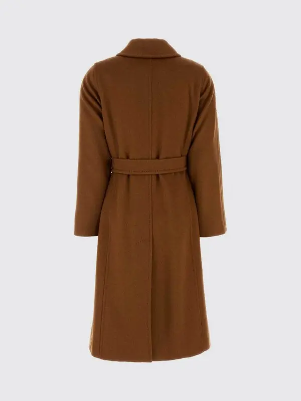 Max Mara Knee-length Wool Robe Coat With Belt - Leather