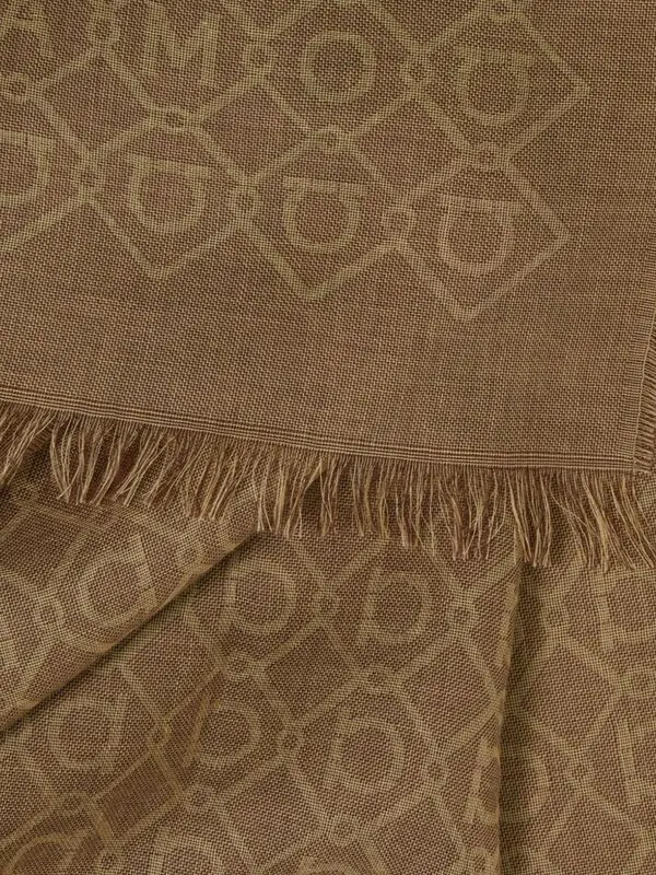FERRAGAMO Cotton Scarf With Gancini Logo And Fringed Hem - Beige