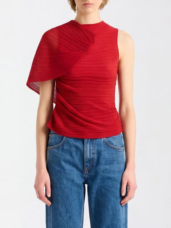 Balmain Sleeveless Ruched Viscose Slim Fit Top